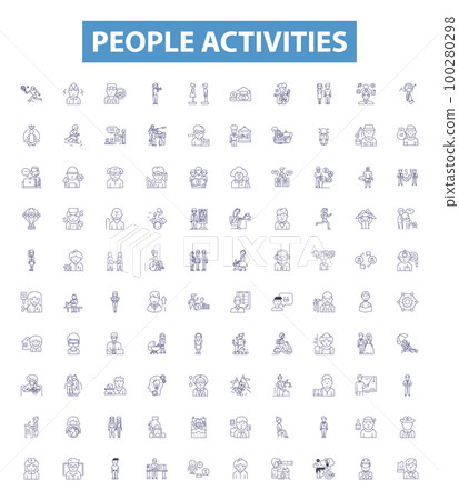 People activities line icons, signs set.... - Stock Illustration ...