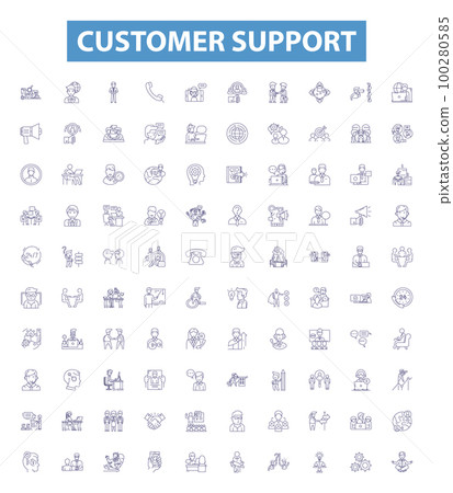 Customer support line icons, signs set. Help,... - Stock Illustration ...