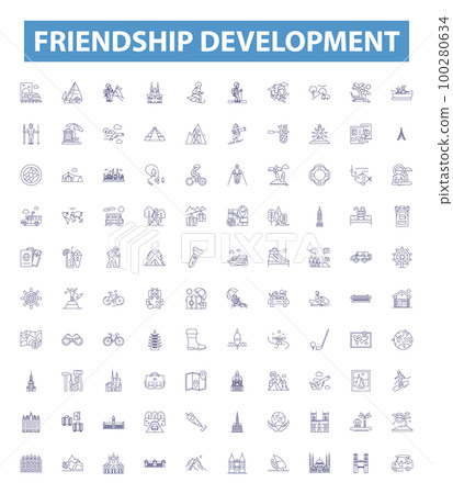 Friendship development line icons, signs set.... - Stock Illustration ...