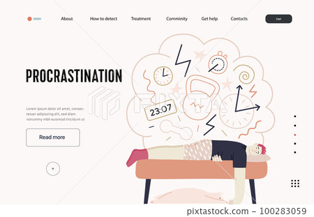 Mental disorders web template. Procrastination... - Stock Illustration ...
