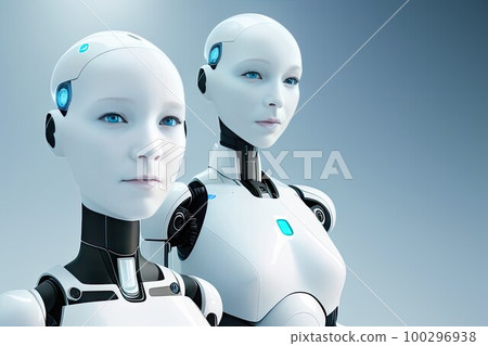AI generated image: android working in the office - Stock Illustration ...