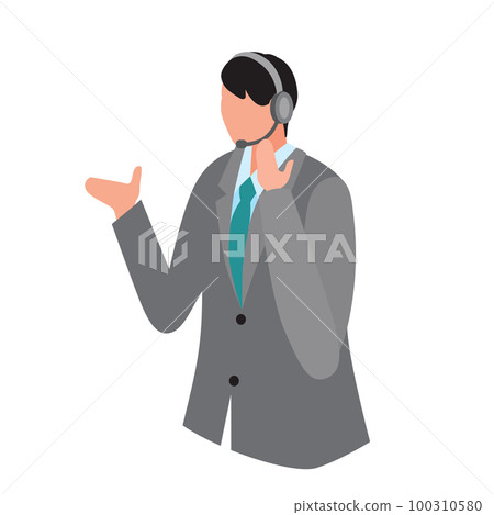 Isometric_Illustration of a male operator... - Stock Illustration ...