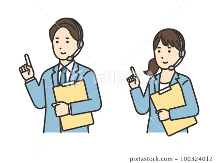 Illustration set of female and male operators... - Stock Illustration ...