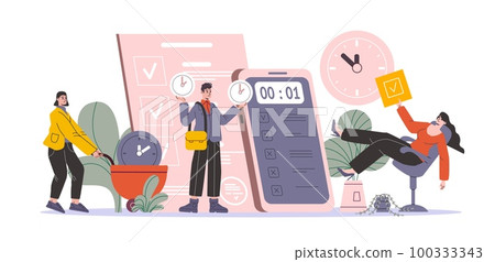 Time management process. Cartoon people... - Stock Illustration ...