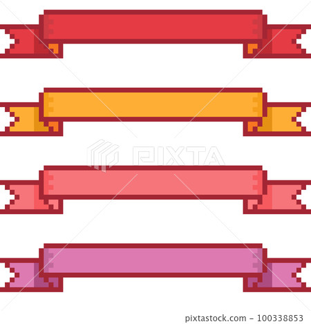 pixel illustration of red ribbon title - Stock Illustration [100338853 ...