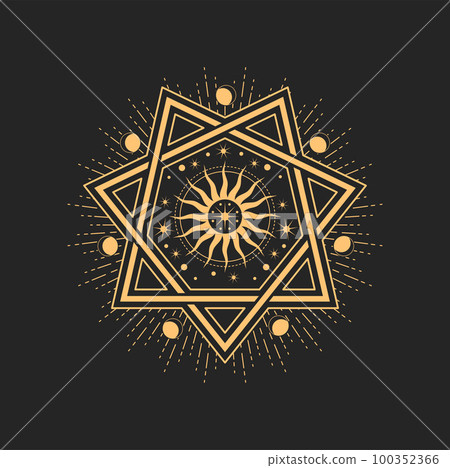 Esoteric and occult mason or tarot heptagram...-插圖素材 [100352366] - PIXTA圖庫
