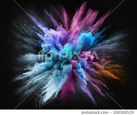 Explosion of colored powder. Abstract dust... - Stock Illustration ...
