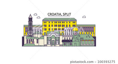 Croatia, Split tourism landmarks, vector city... - Stock Illustration ...