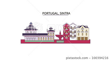 Portugal, Sintra tourism landmarks, vector city...-插圖素材 [100394216 ...