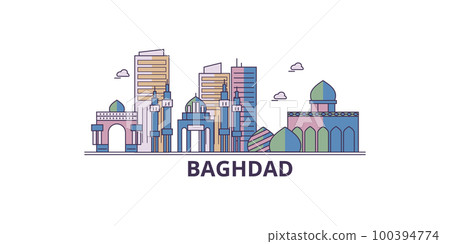 Iraq, Baghdad tourism landmarks, vector city... - Stock Illustration ...