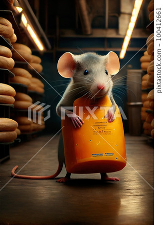 Cartoon mouse cook in a warehouse in the middle... - Stock Illustration ...