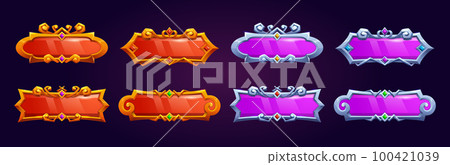 Medieval rpg game ui button metal frame - Stock Illustration [100421039 ...