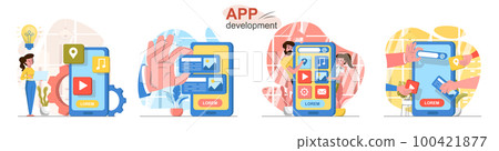 App development flat design concept scenes set-插圖素材 [100421877] - PIXTA圖庫