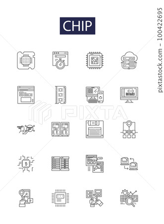 Chip line vector icons and signs. Chips,... - Stock Illustration ...