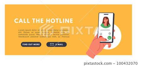 Call center, hotline. Banner with a phone in... - Stock Illustration ...
