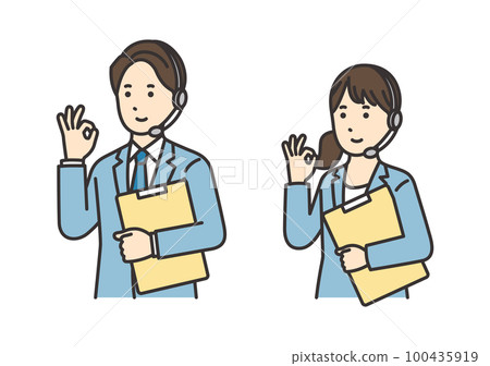 Illustration set of female and male operators... - Stock Illustration ...
