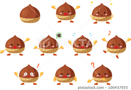 Cute chestnut illustrations with various... - Stock Illustration ...