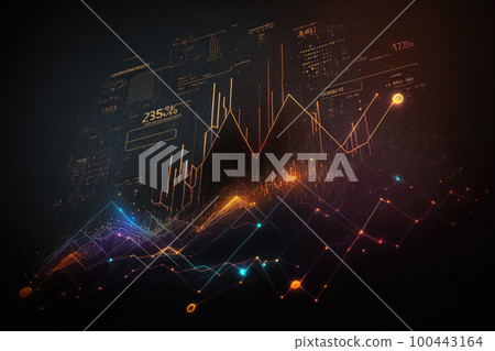 Financial digital graphs, glowing lines and... - Stock Illustration ...
