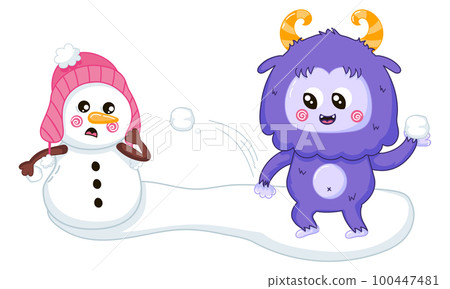 Funny Yeti mascot character playing with... - Stock Illustration ...