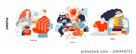 Lifestyle series - modern flat vector... - Stock Illustration ...