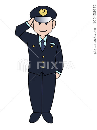 Police officer Japan winter uniform salute - Stock Illustration ...