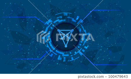 Chiliz CHZ token symbol in digital circle with...-插圖素材 [100479643 ...