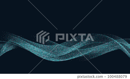 Digital dynamic particle wave. Abstract wave... - Stock Illustration [100488079] - PIXTA