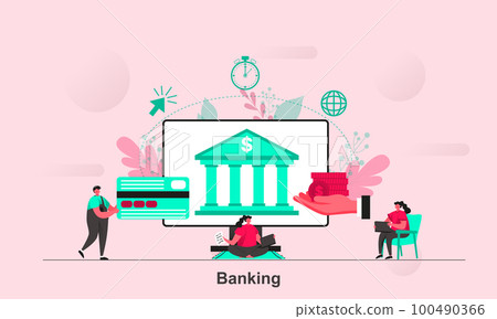 Banking web concept design in flat style.... - Stock Illustration ...