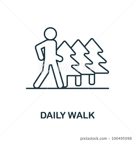 Daily Walk line icon. Monochrome simple Daily... - Stock Illustration ...