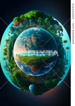 Picture of planet with reflection of the earth... - Stock Illustration ...
