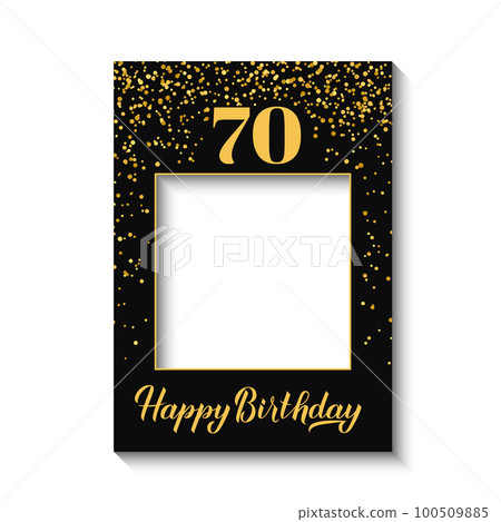 Happy 70th Birthday photo booth frame on white... - Stock Illustration ...