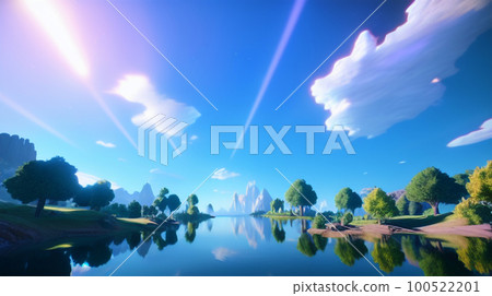Illustration of a fantastic imaginary golf course - Stock Illustration ...