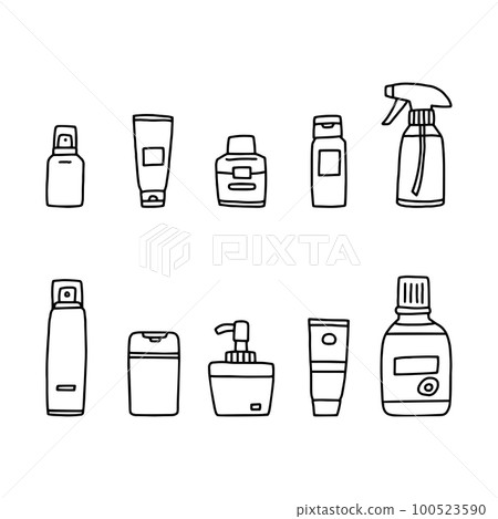 Various cosmetic-style containers illustration... - Stock Illustration ...