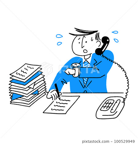 Busy office worker - Stock Illustration [100529949] - PIXTA
