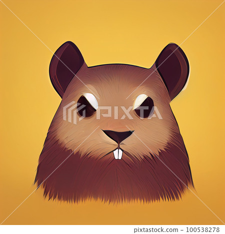 Furry gopher head. Brown hamster on a red...-插圖素材 [100538278] - PIXTA圖庫