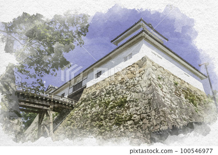 Watercolor-style Hikone Castle, Tenbin Turret... - Stock Illustration [100546977] - PIXTA