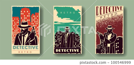 Detective investigation. Crime cinema poster.... - Stock Illustration ...