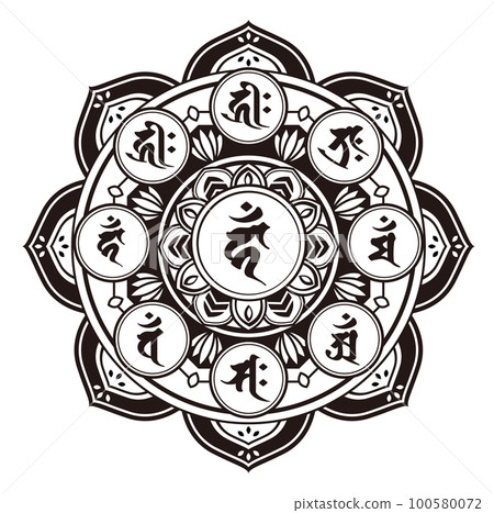 Sanskrit Mandala Khan Year of the Rooster (Fudo... - Stock Illustration ...