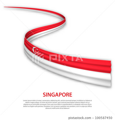Waving ribbon or banner with flag of Singapore - Stock Illustration ...