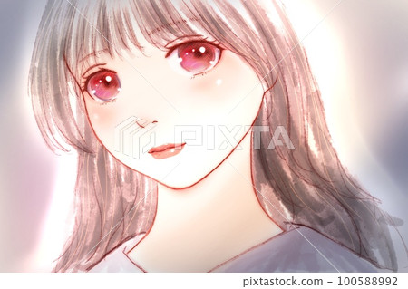 Color illustration of a girl with an ennui... - Stock Illustration ...