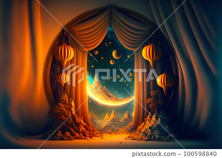 magic gateway background, neural network...-插圖素材 [100598840] - PIXTA圖庫