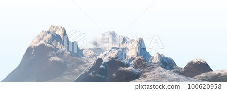 Snowy mountains Isolated on white background 3d... - Stock Illustration ...