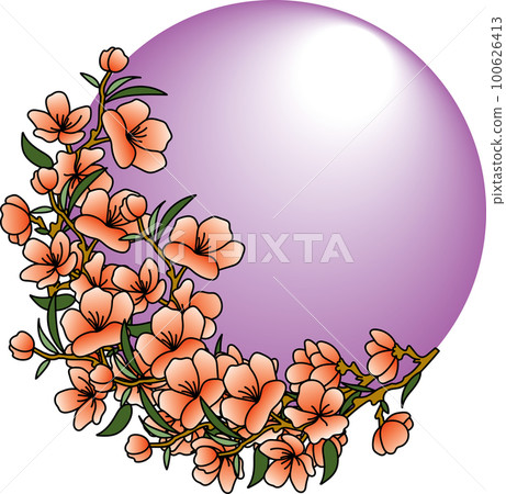Illustration of orange flower on violet circle...-插圖素材 [100626413 ...