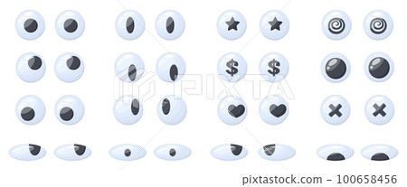 Googly eyes. Goofy 3d eye crazy look of puppet...-插圖素材 [100658456 ...