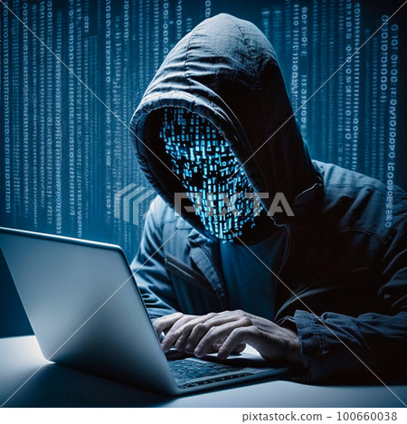 Hacking and malware concept. Hacker using... - Stock Illustration ...