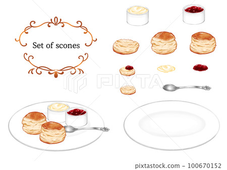 Set of hand drawn watercolor scones - Stock Illustration [100670152 ...