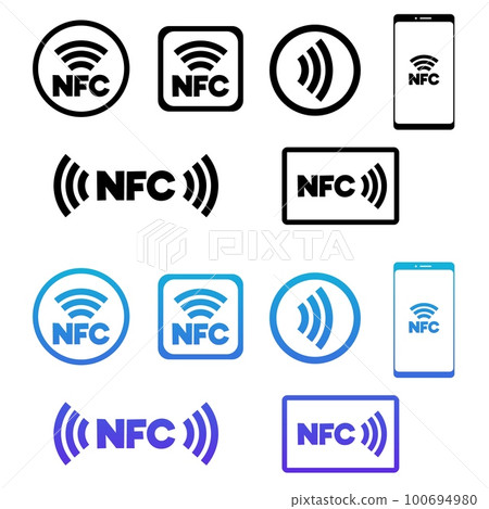 Wireless NFC technology icons and symbols line... - Stock Illustration ...