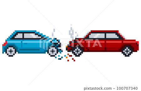 Car crash accident pixel art style. Retro video... - Stock Illustration ...