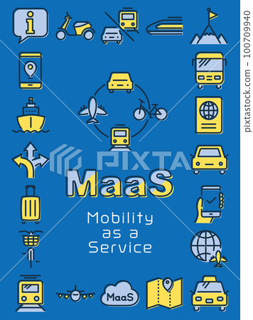 MaaS (Mobility as a Service) colorful icon set - Stock Illustration ...