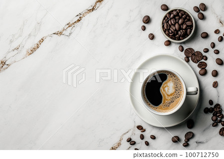 A horizontal banner with a cup of coffee and... - Stock Illustration ...